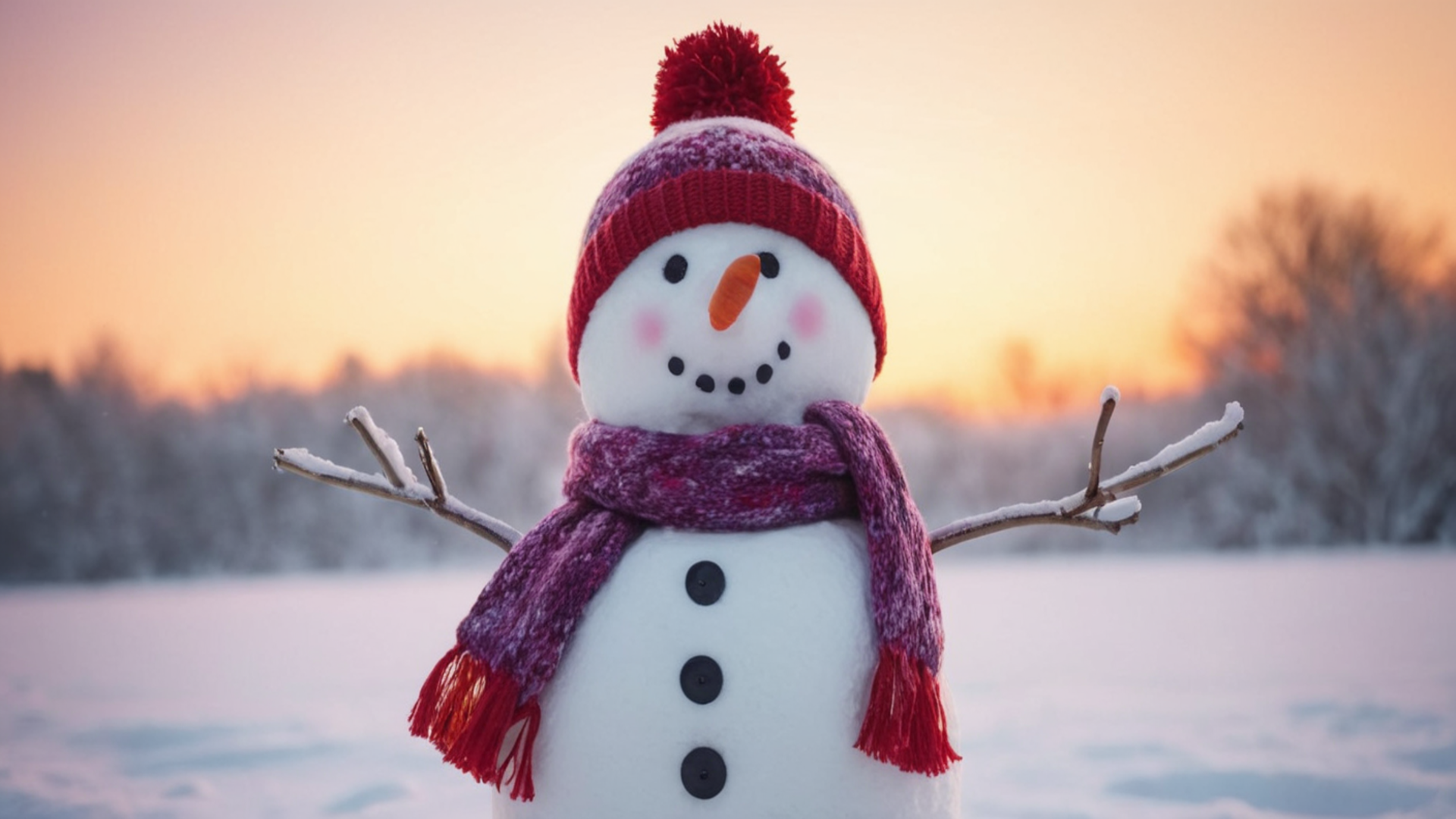 Снеговик в теплой шапке