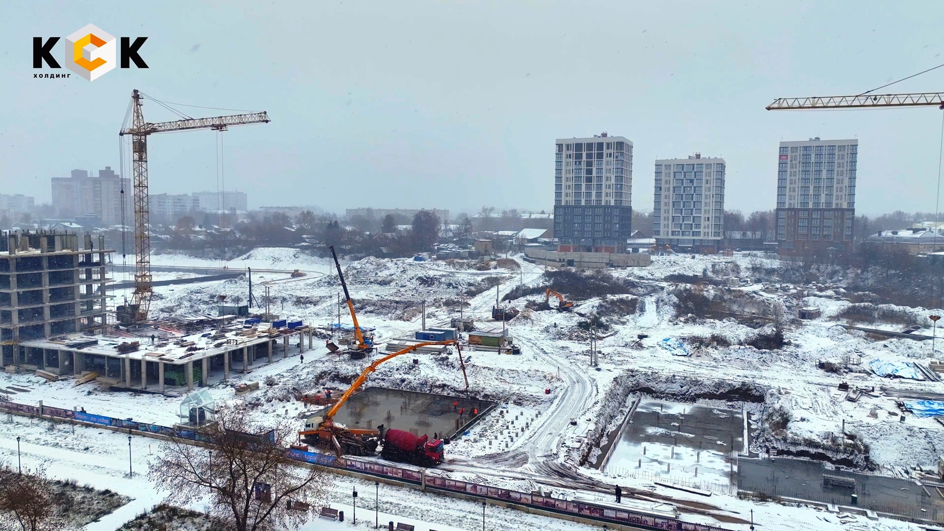 Заливка фундамента литера «Феоктистов» в микрорайоне «Звездный»