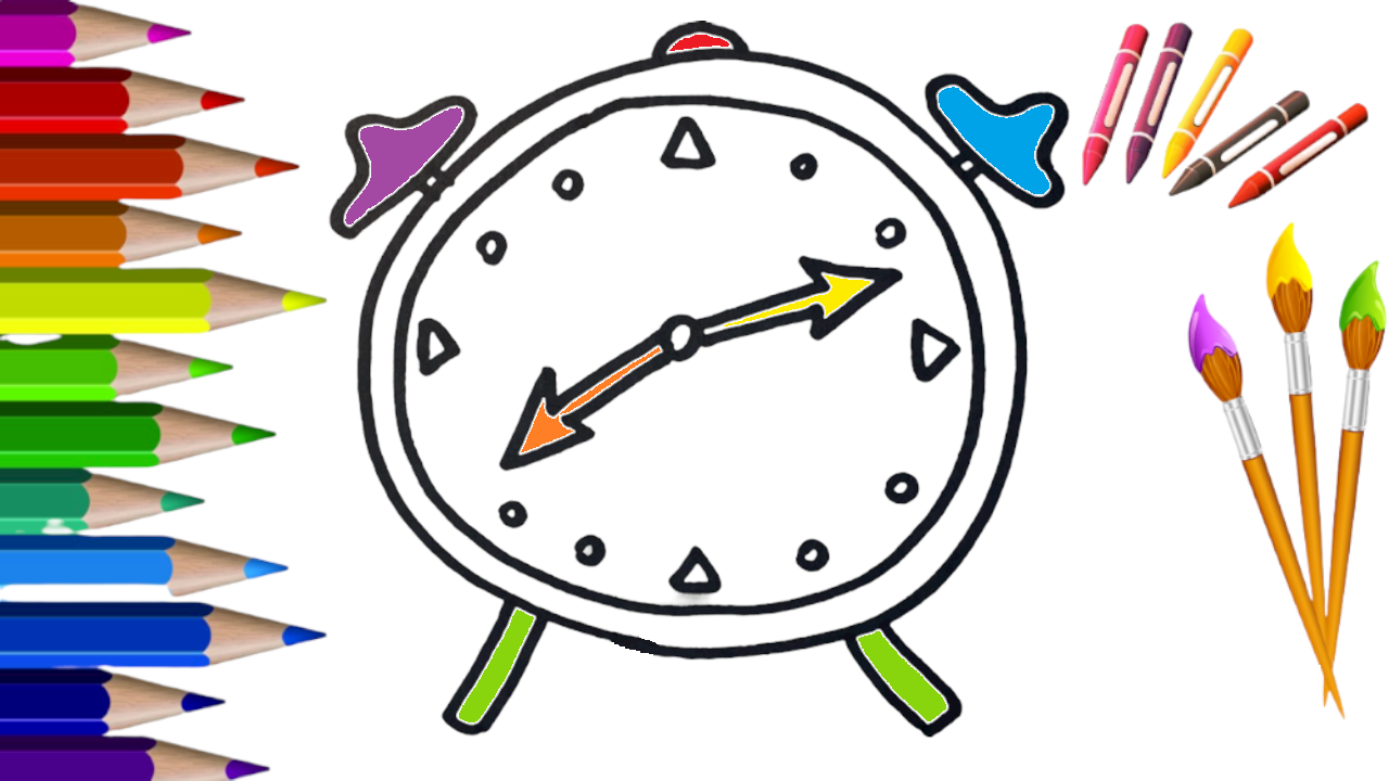 Как нарисовать Будильник. Часы для детей