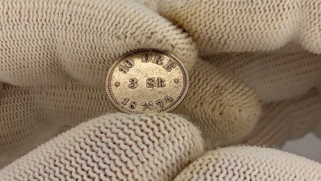 Норвегия 10 эре или 3 скиллинга 1874 года.