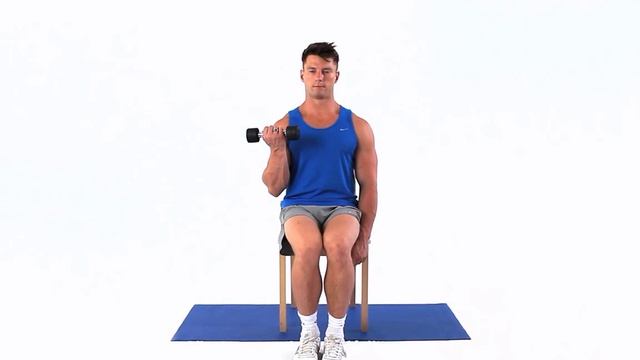 9. Сгибание локтя ладонью вперед с гантелью стоя или сидя.