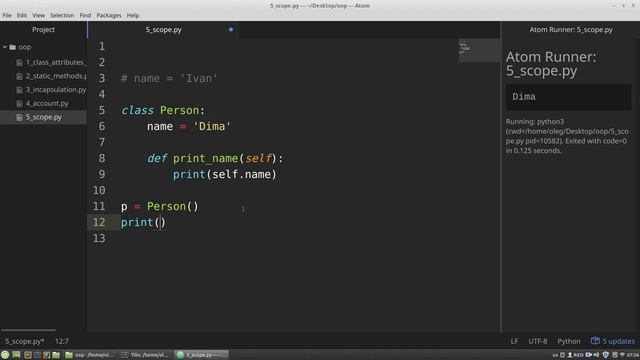 10. ООП  Область видимости классов и Методы класса  classmethod