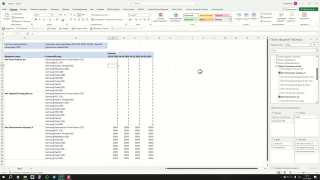Запас наполнения матрицы