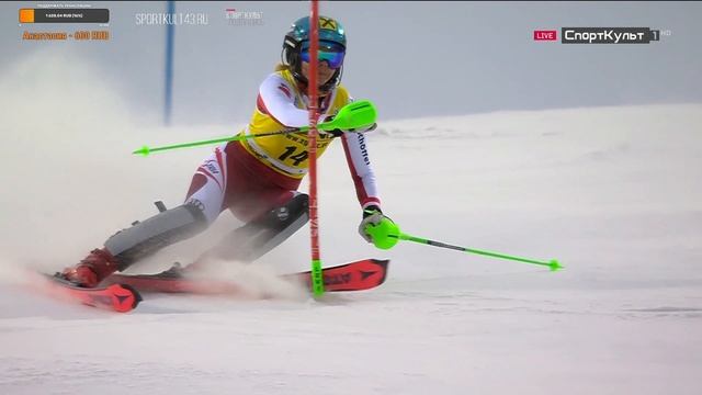 Горные лыжи. Кубок мира. Леви. Женщины. Слалом. 1-я попытка..mp4