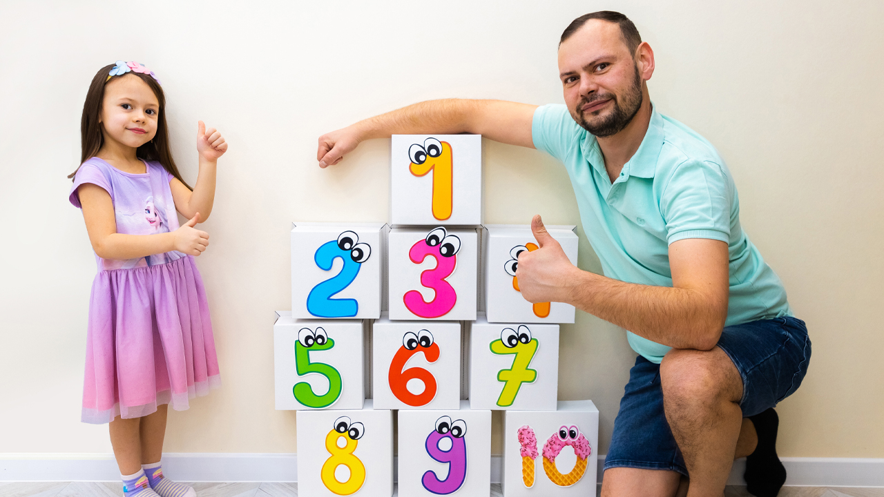 Учим цифры от 1 до 10 с Никой и Кирой. Учимся считать.