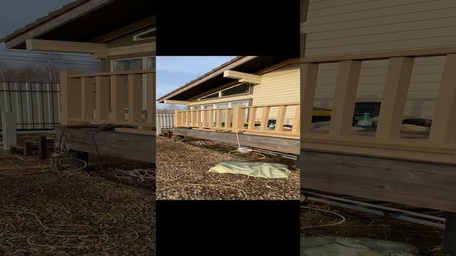Монтаж ограждения русдекинг и ступенек дереповласт. Обварка ступенек, установка перил и балясин.