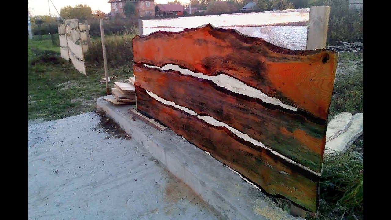 забор из горбыля (не обрезной доски)(wood fence)