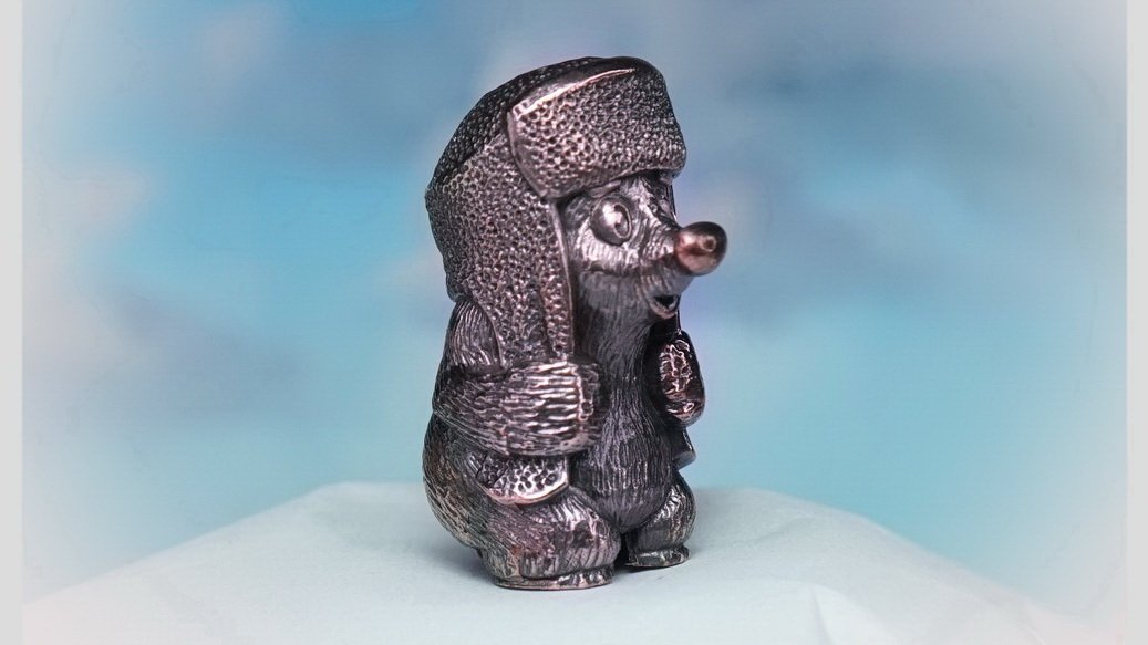 Темлячная бусина "Медвежонок" для ножей , бронза