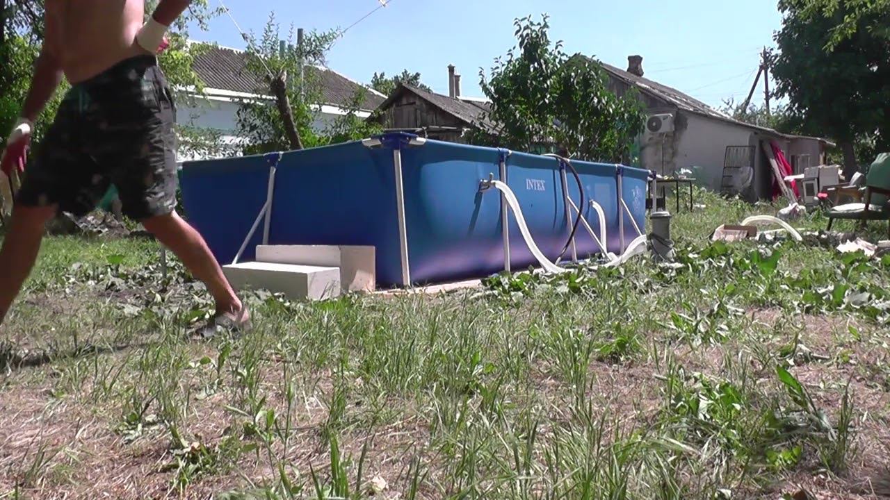 Каркасный бассейн Intex 4,50x2,20. Установка 9 серия.