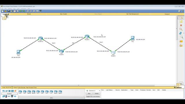 Урок 17 Cisco Packet Tracer. Протокол OSPF. Объединяем области, не подключеные физически  к Area 0