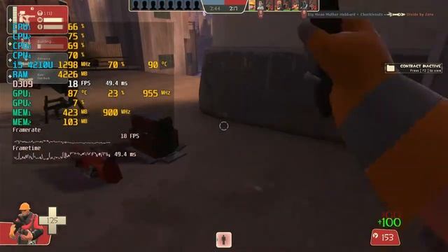 Team Fortress 2 i5 4210U NVIDIA GeForce 820M 6GB DDR3 1600 BGA 1168 1600x900 MEDIUM ETTINGS