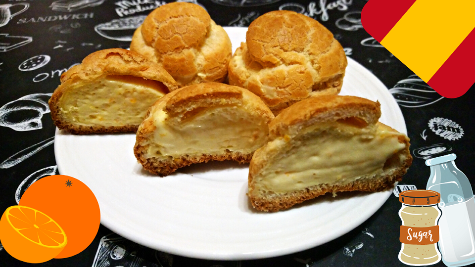 ЗАВАРНЫЕ БУЛОЧКИ С АПЕЛЬСИНОВЫМ КРЕМОМ / Вкусный испанский десерт к чаю или кофе
