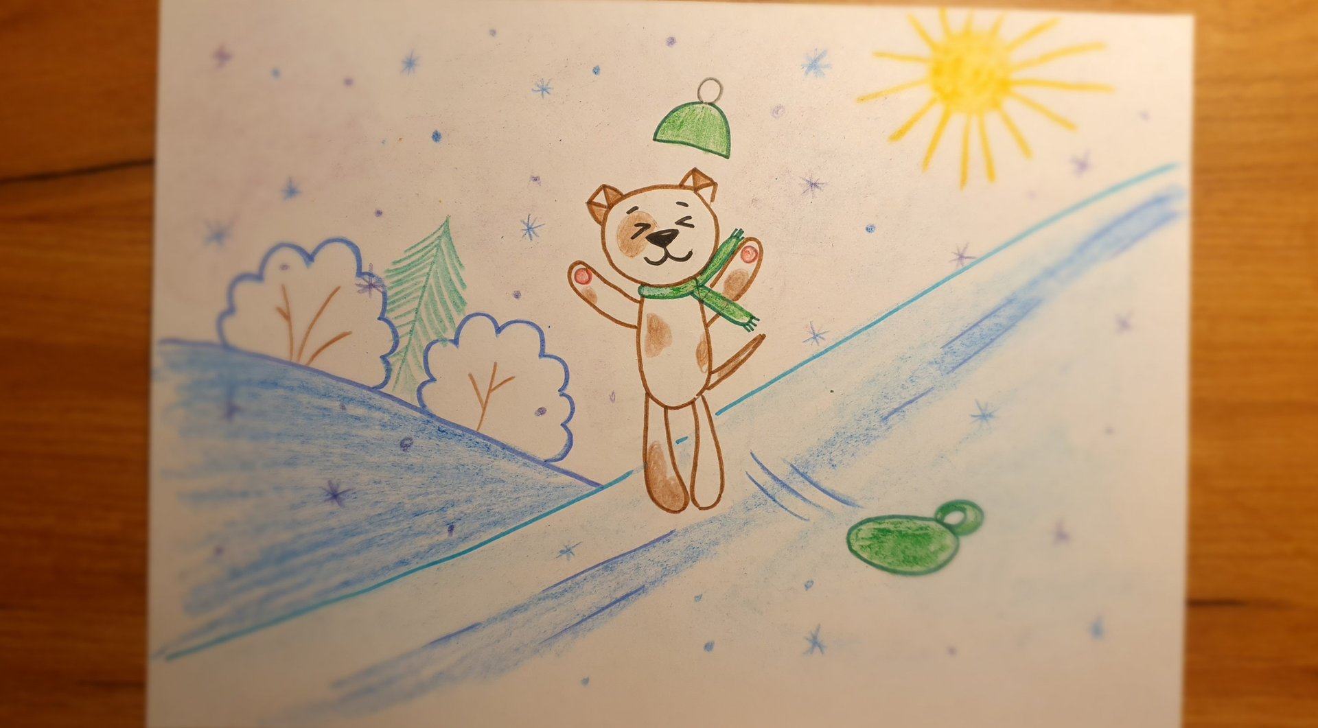 Рисунок Зимние забавы и виды спорта Санки