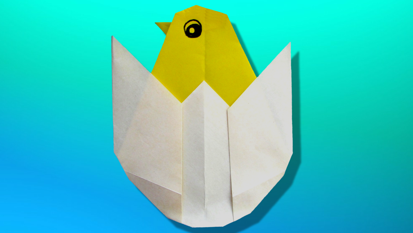 ОРИГАМИ ЛЕГКО: Цыпленок в своей яичной скорлупке