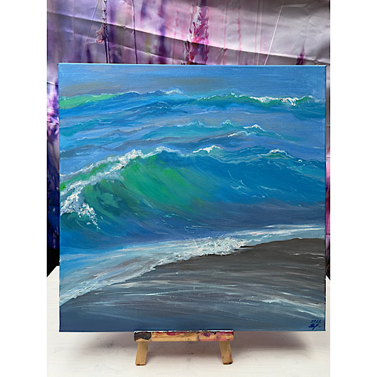Картина масло. Волна. Холст на подрамнике. Размеры: 50 см x 50 см.