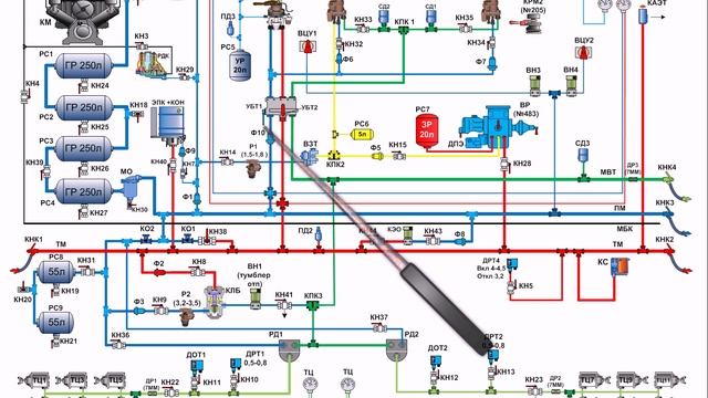 Пневматическая схема ТЭМ18ДМ (Зарядка ПМ и ТМ)
