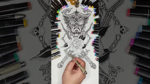 Тату эскиз маски демона Вельзевула