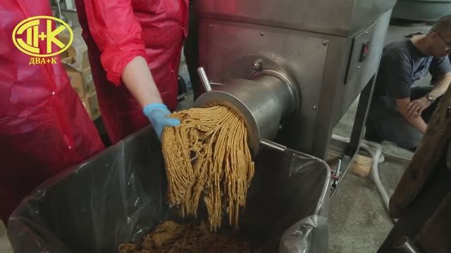 Измельчение в волчке ДВАК В160-01 изюма, мюсли, сухофруктов для производства спортивных батончиков.