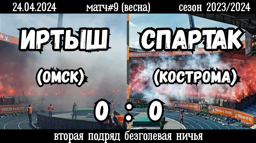 Иртыш (Омск)-Спартак (Кострома) 0:0 (24.04.2024). Матч#9, сезон 2023/2024, весенняя Клаусура.