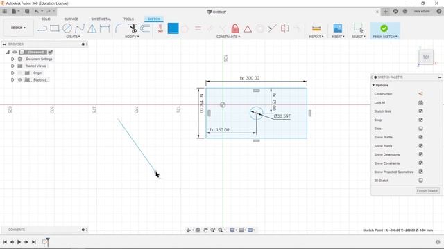 08. Fusion 360.  Панель   Create Sketch   часть 2