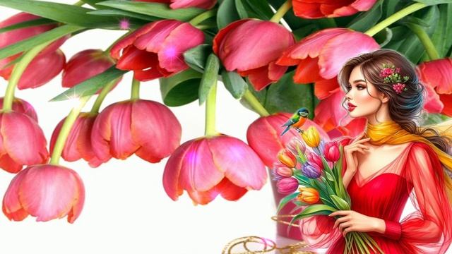 Футажи к 8 марту, тюльпаны ???цветы