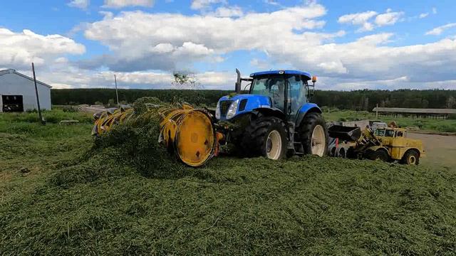 Распределитель зеленой массы в действии