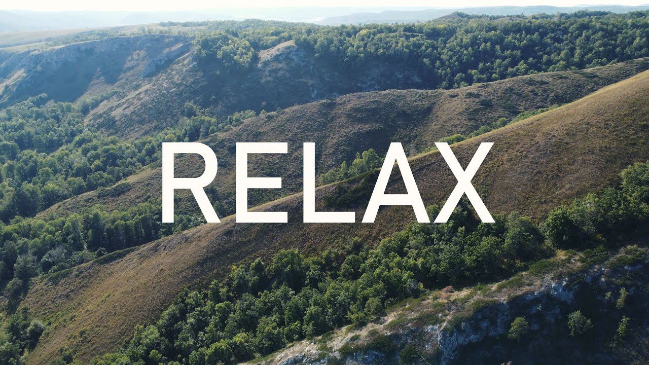 Relaxing music. Beautiful shooting of the nature in 4K format from a drone. Bashkiria.