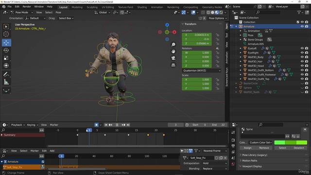 5. Creating the crouch fwd 45's to crouch soft stop