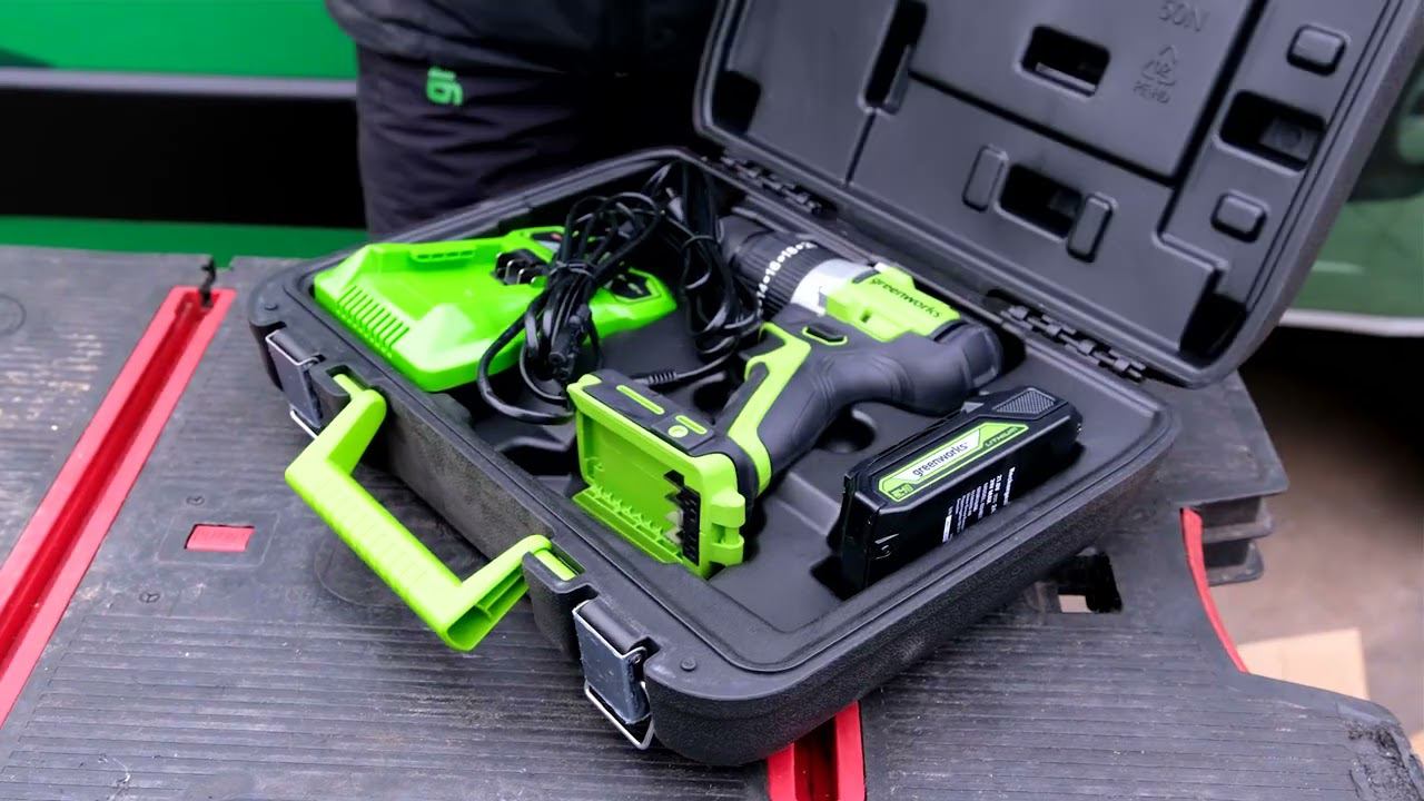 Дрель шуруповерт аккумуляторная Greenworks GD24DD60 с бесщеточным двигателем, 24V