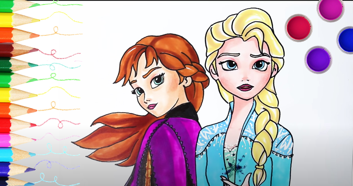 Как нарисовать АННУ и ЭЛЬСУ из Холодное Сердце для детей