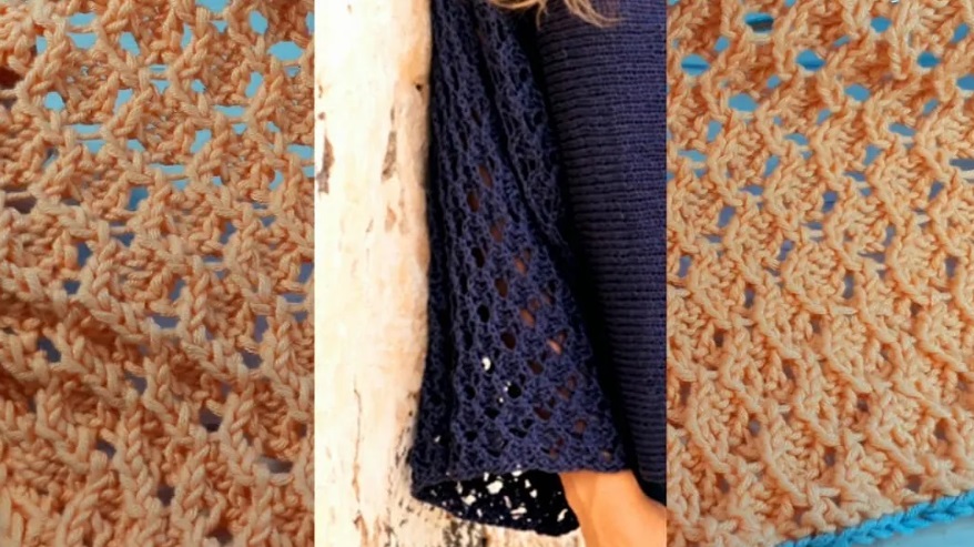 Ажурный узор спицами  для летней кофточки поворотными рядами  простой, но красивый!!!