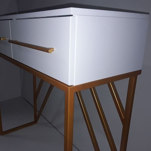 Туалетный стол в стиле лофт с металлическими ножками золотого цвета | Эмаль