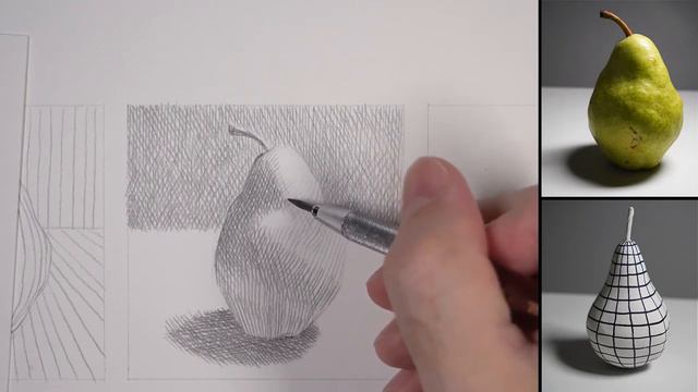 Рисунок карандашом, перекрестная штриховка по форме