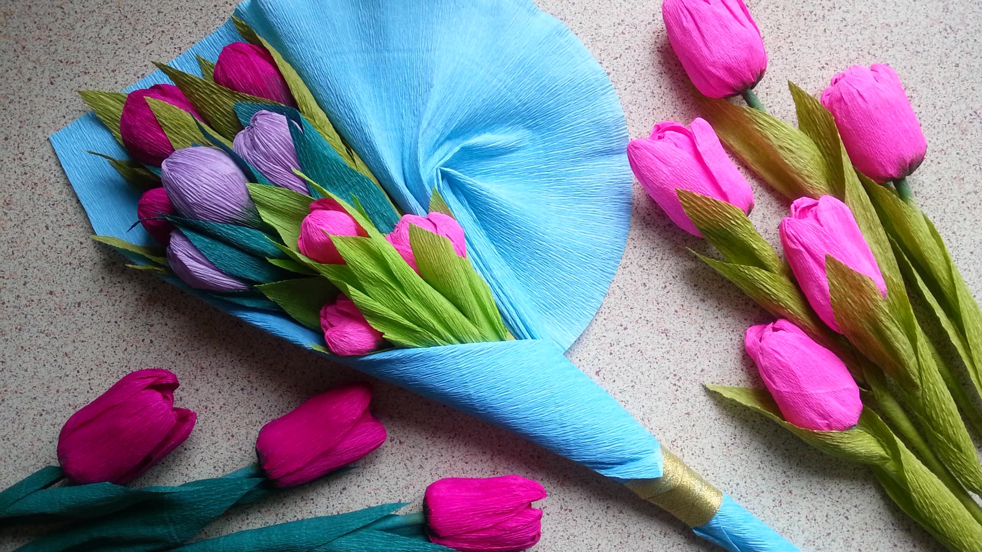 Тюльпаны из гофрированной бумаги. Два способа. Своими руками.