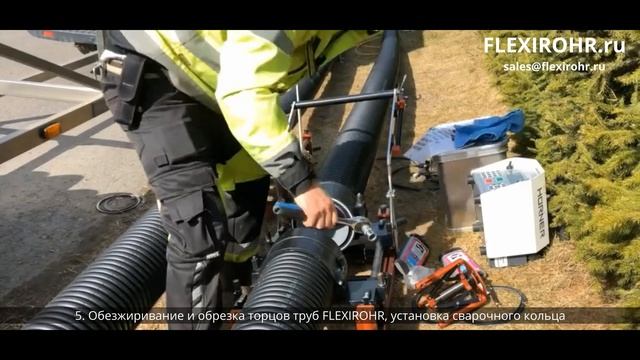 Этап 5 I Обрезка торцов и установка сварочного кольца I Бестраншейная санация FLEXIROHR