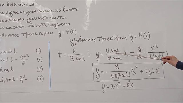 Траектория движения тела, брошенного под углом к горизонту