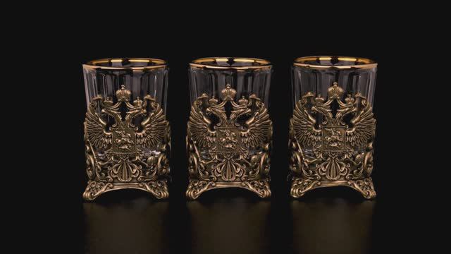 Стопки Герб 3 или 6 шт (Латунь, стекло)