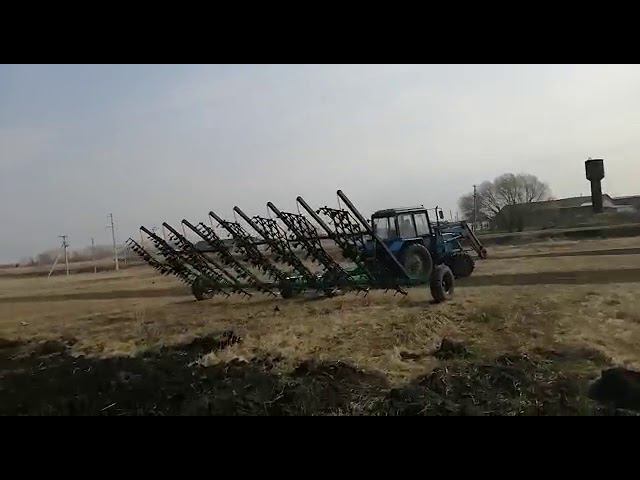 Сцепка для борон СГ 10 в работе с трактором МТЗ 82 (ВяткаАгроДизель)