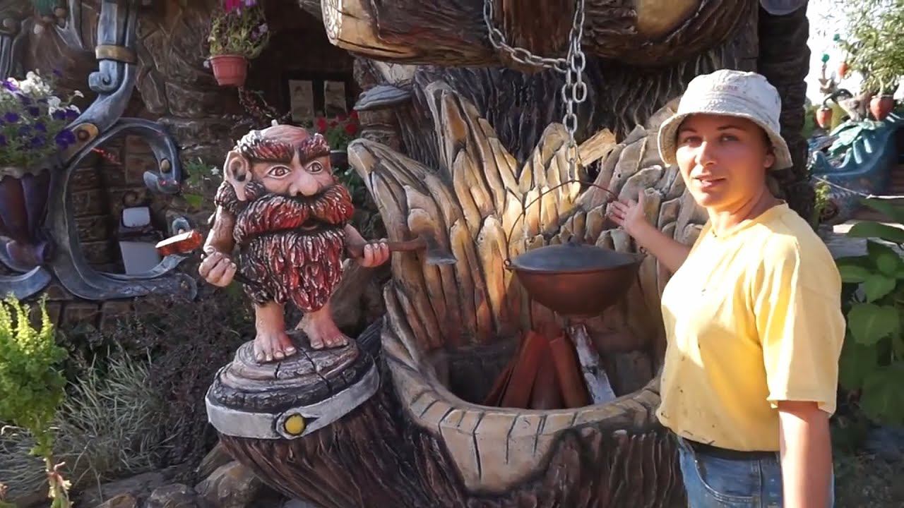 оформление  зоны  барбекю  . скульптура  домовичёк  огневечёк..  покраска.