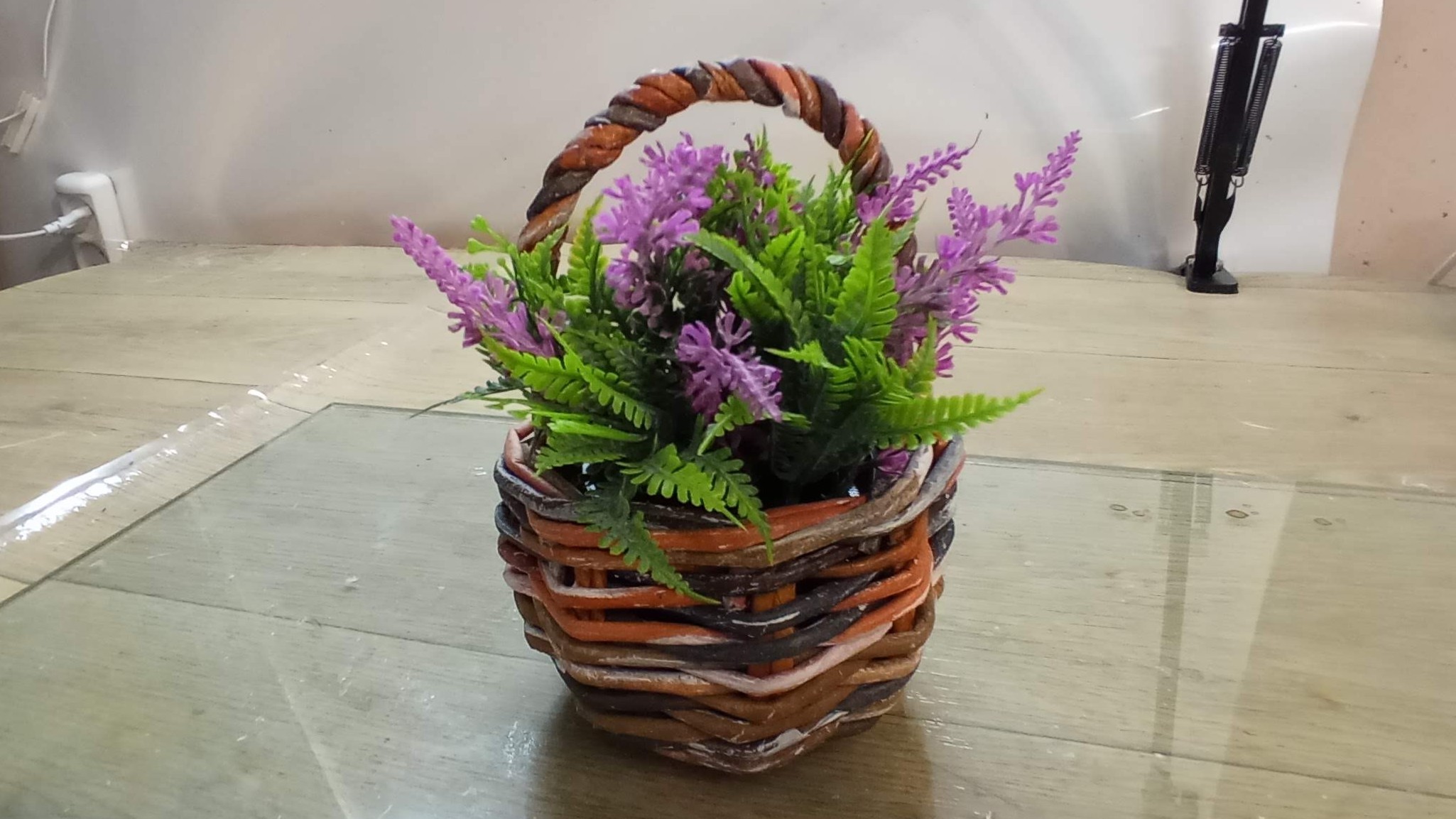 МК. Маленькая корзинка из бумажной лозы. #234