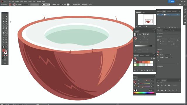 РИСУЕМ КОКОСОВЫЙ КОКТЕЙЛЬ  _ УРОК В ADOBE ILLUSTRATOR