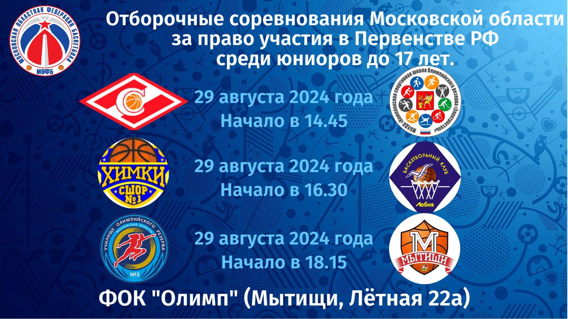 Отборочные соревнования Московской области за право участия в Первенстве РФ среди юношей 2009 г.р.