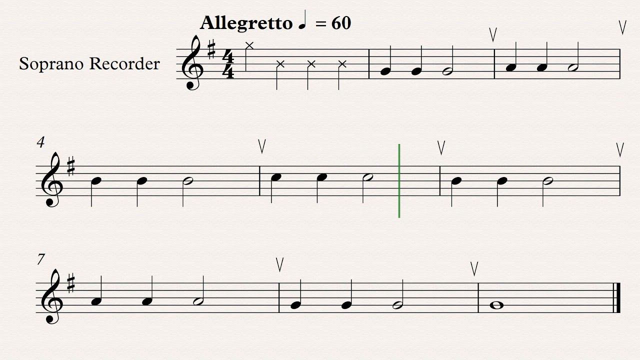 В.Симонова "Начинаем играть" видео-минусовка и ноты для блокфлейты, темп 60