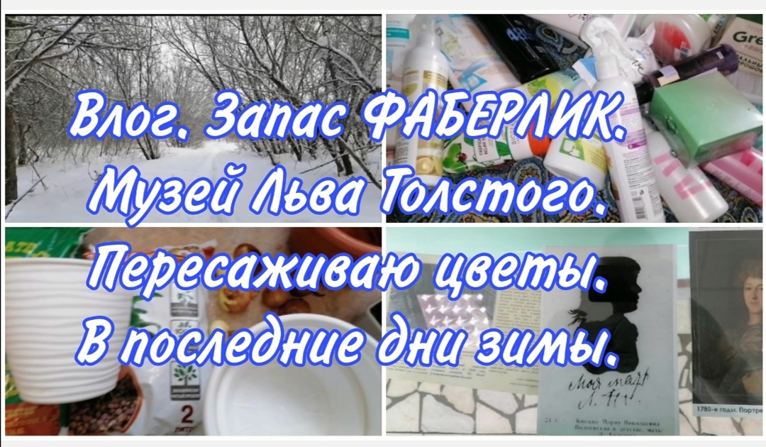 Влог. Большой запас ФАБЕРЛИК. Музей Льва Толстого. Пересаживаю цветы. Последние дни зимы.