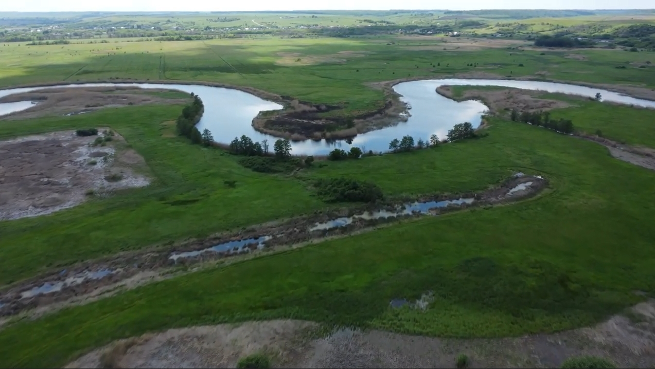 Село Троицкое, Новохопёрский р-н, с высоты птичьего полёта. Часть 1.  Качество 4К