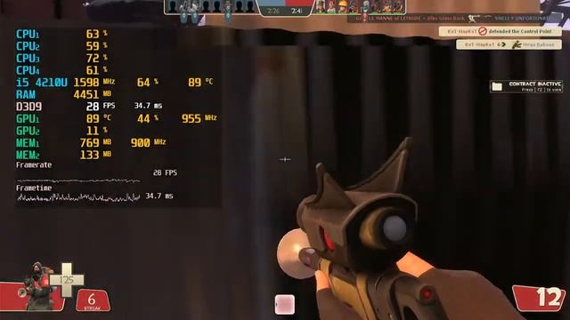 Team Fortress 2 i5 4210U NVIDIA GeForce 820M 6GB DDR3 1600 BGA 1168 1600x900 HIGH ETTINGS