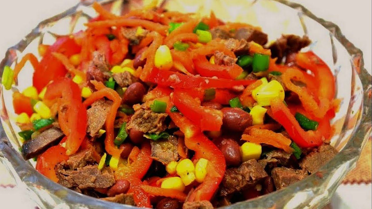 Вкусный мясной салат Мужской каприз - праздничный мясной салат.