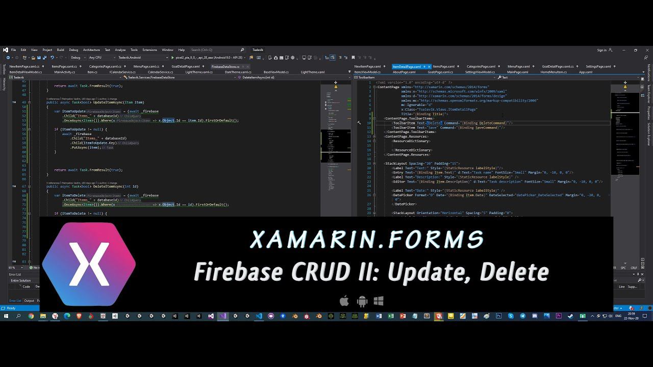 Xamarin.Forms 16 – Firebase CRUD II: Update, Delete
