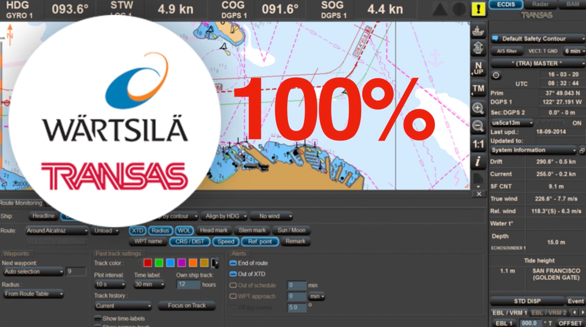 100% - Safebridge Wärtsilä NaviSailor 4000 by Transas, прохожу тест
