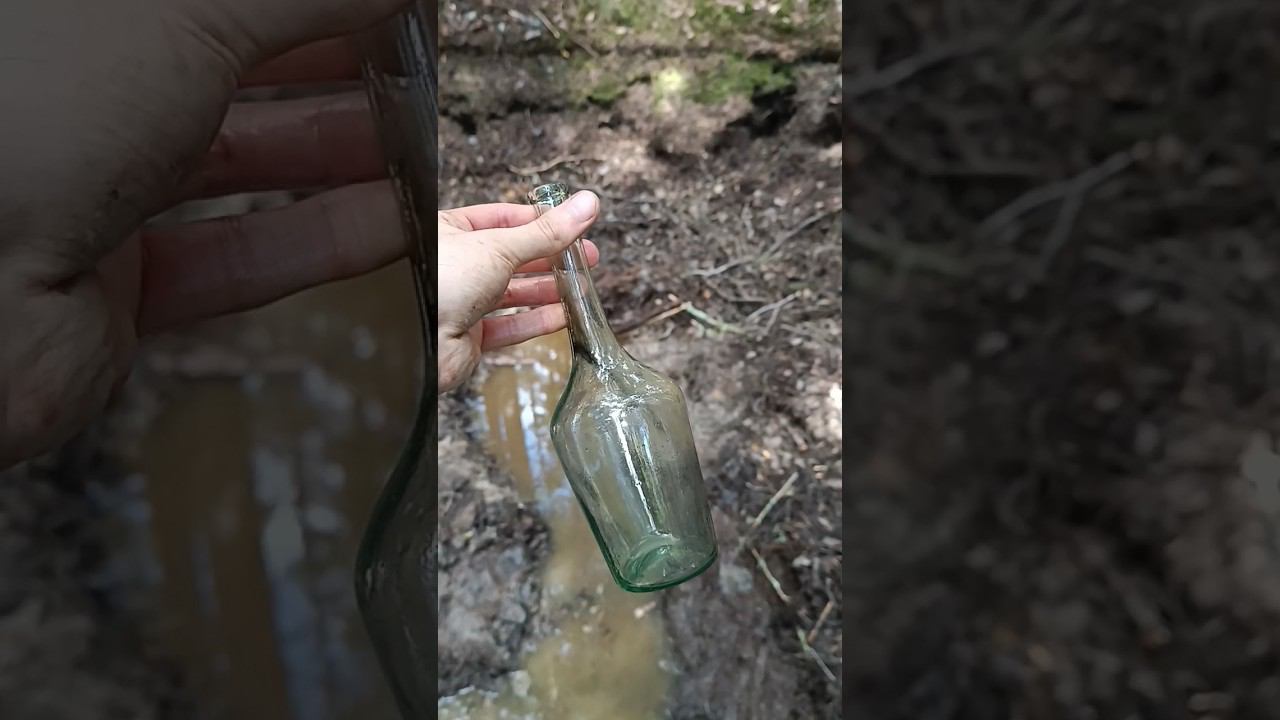 Повезло! Редкая стеклянная бутылка из советского блиндажа. Коп по войне #война #история #коп #shorts